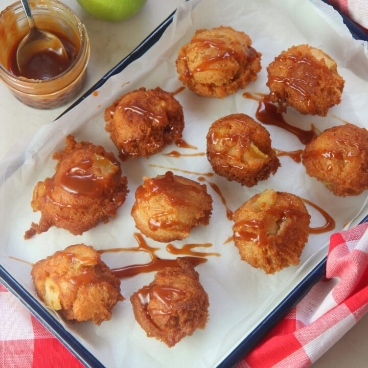 Apple Fritters with Caramel Sauce