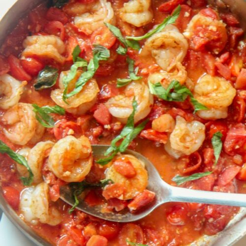 Tomato Basil Shrimp Low Carb Weeknight Meal