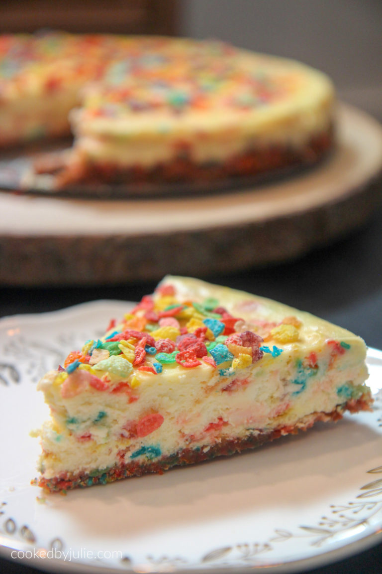 Baked Fruity Pebble Cheesecake - Cooked by Julie