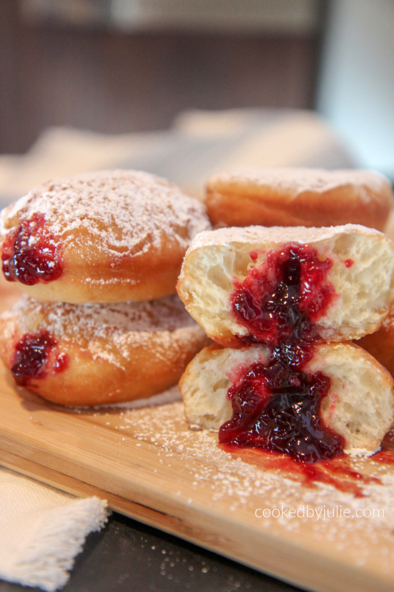 Jelly Donut Recipe - Sufganiyot (Video) - Cooked by Julie