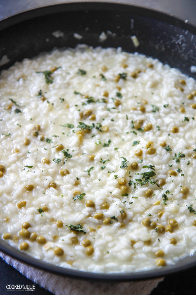 Creamy Pea and Parmesan Risotto - Cooked by Julie