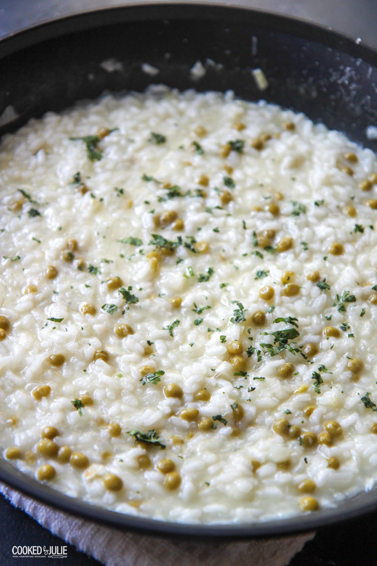 Creamy Pea and Parmesan Risotto - Cooked by Julie