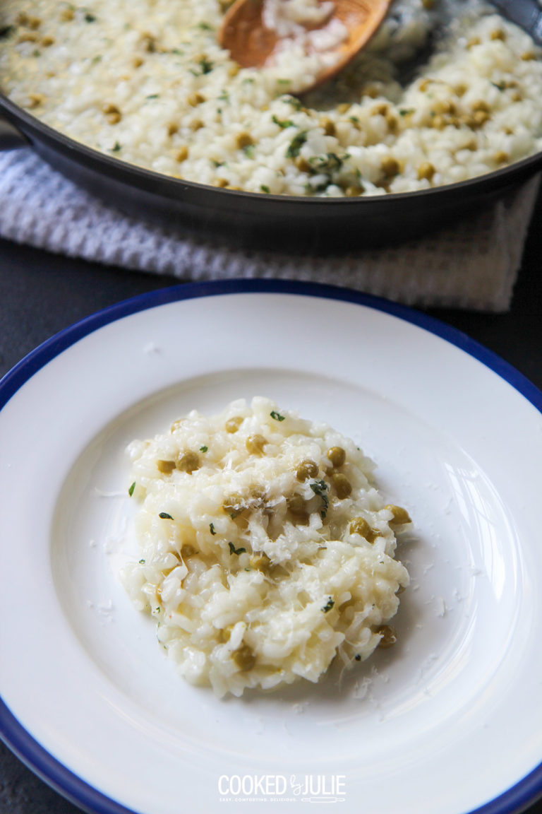 Creamy Pea and Parmesan Risotto - Cooked by Julie