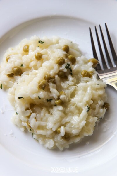 Creamy Pea and Parmesan Risotto - Cooked by Julie