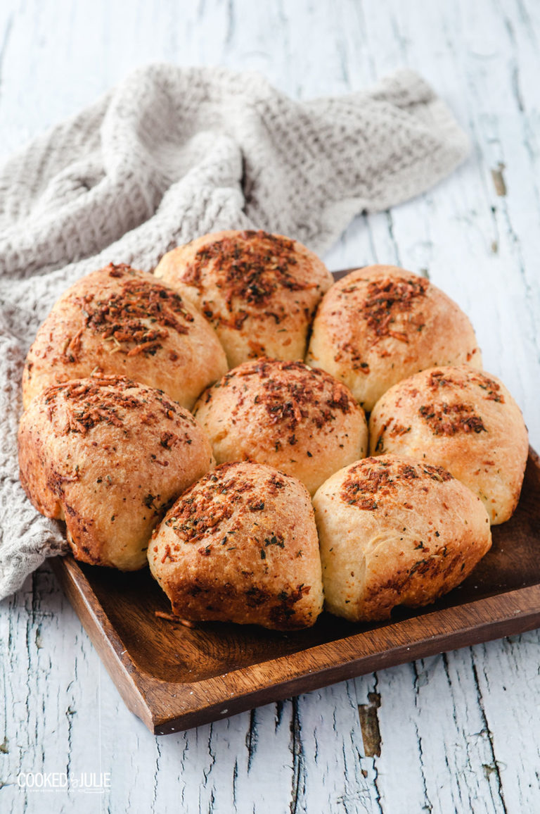 Garlic Parmesan Dinner Rolls Recipe - Cooked by Julie