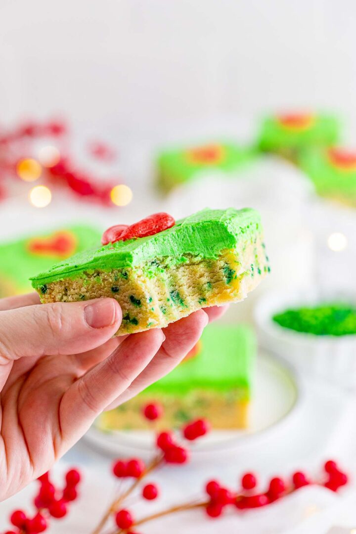 Grinch Sugar Cookie Bars - Cooked by Julie