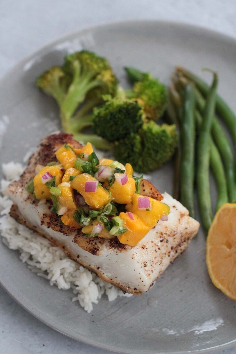 Chilean Sea Bass with Mango Salsa - Cooked by Julie