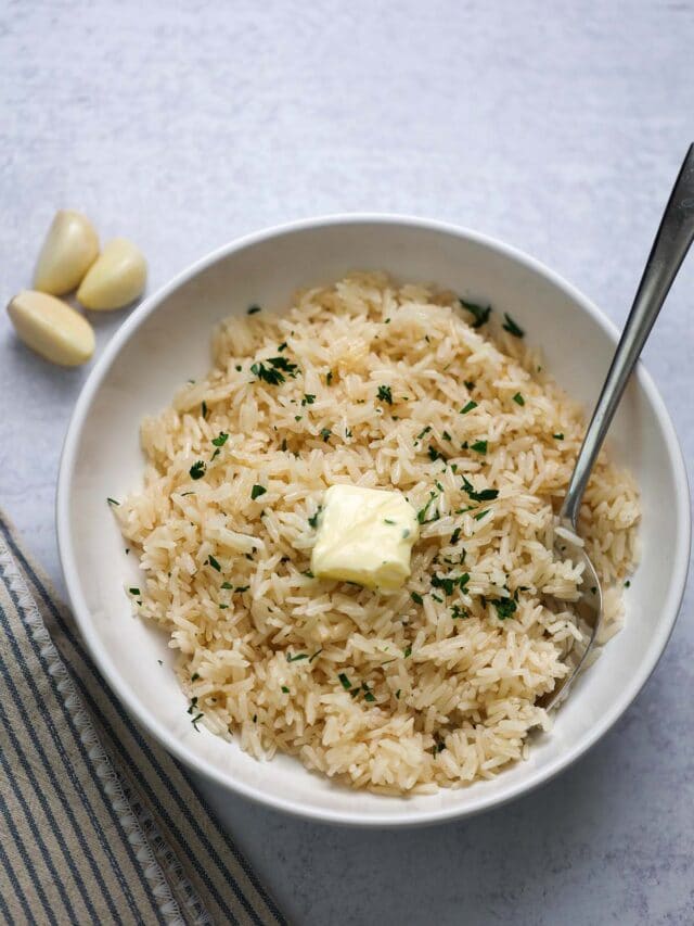 Garlic Buttery Rice Story - Cooked by Julie