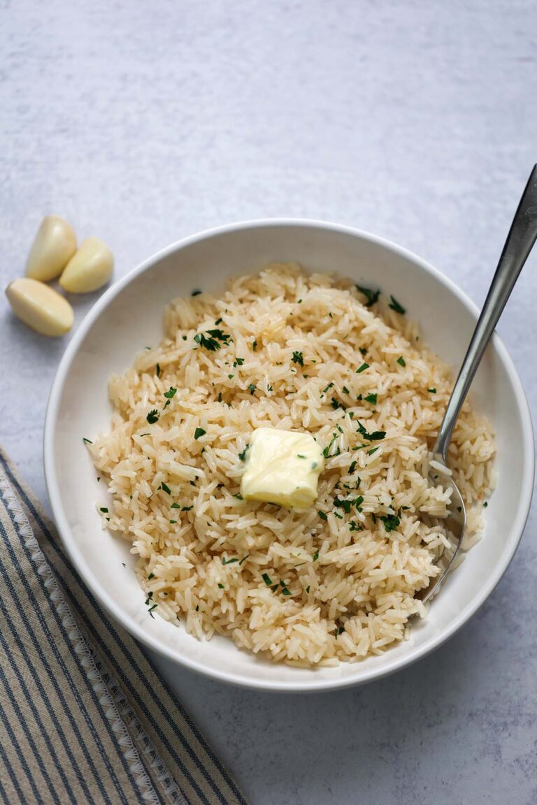 Garlic Buttery Rice (Super Fluffy) - Cooked by Julie