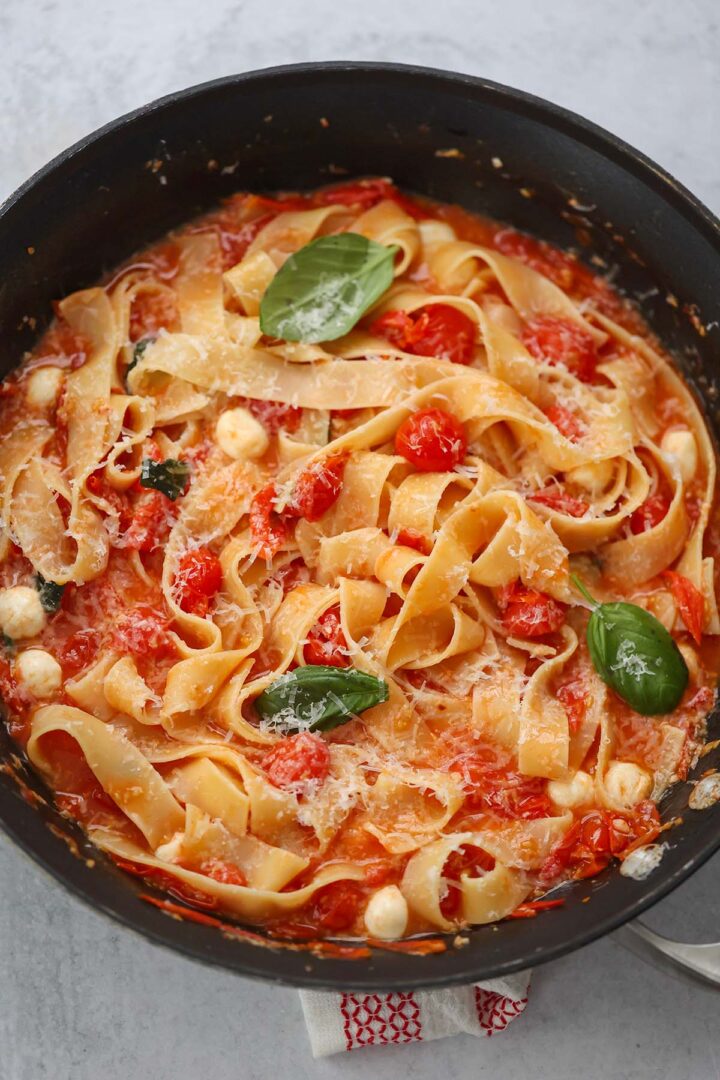 Easy Cherry Tomato Pasta (with Mozzarella Balls) - Cooked by Julie