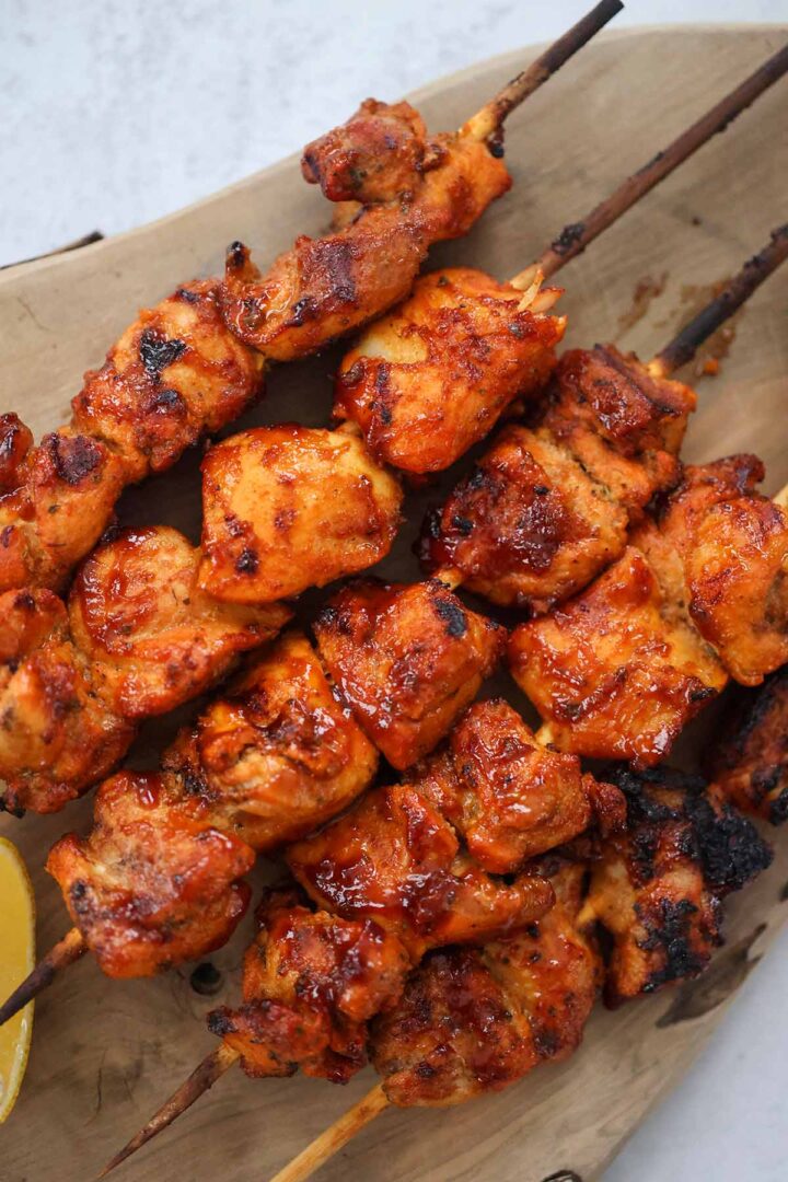 Pinchos de Pollo (BBQ Chicken Skewers) - Cooked by Julie