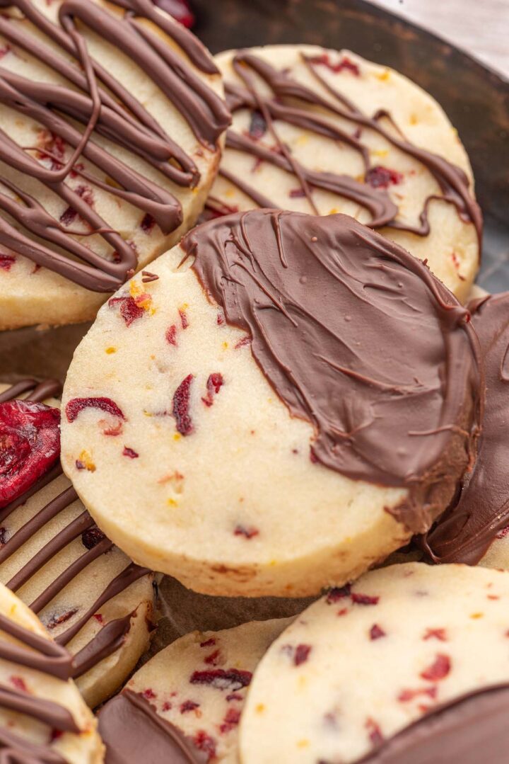 Chocolate Cranberry Orange Shortbread Cookies - Cooked by Julie