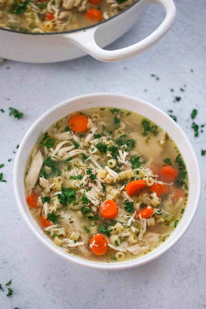 Easy Chicken Ditalini Soup - Cooked by Julie